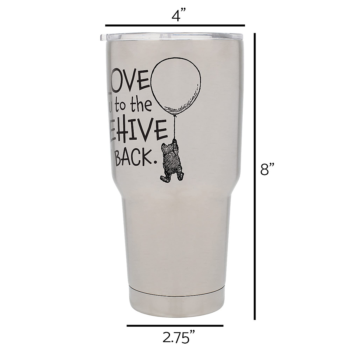 Elanze Designs Love You to Beehive Winnie-the-Pooh 30 Ounce Stainless Steel Travel Tumbler