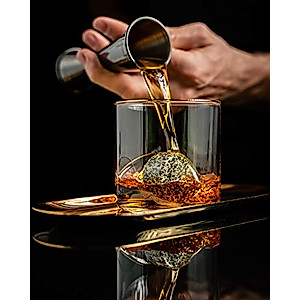 Whiskey Chilling Stones - Set of 6 Handcrafted Premium Granite Round Sipping Rocks - Hardwood Presentation & Storage Tray by R.O.C.K.S.