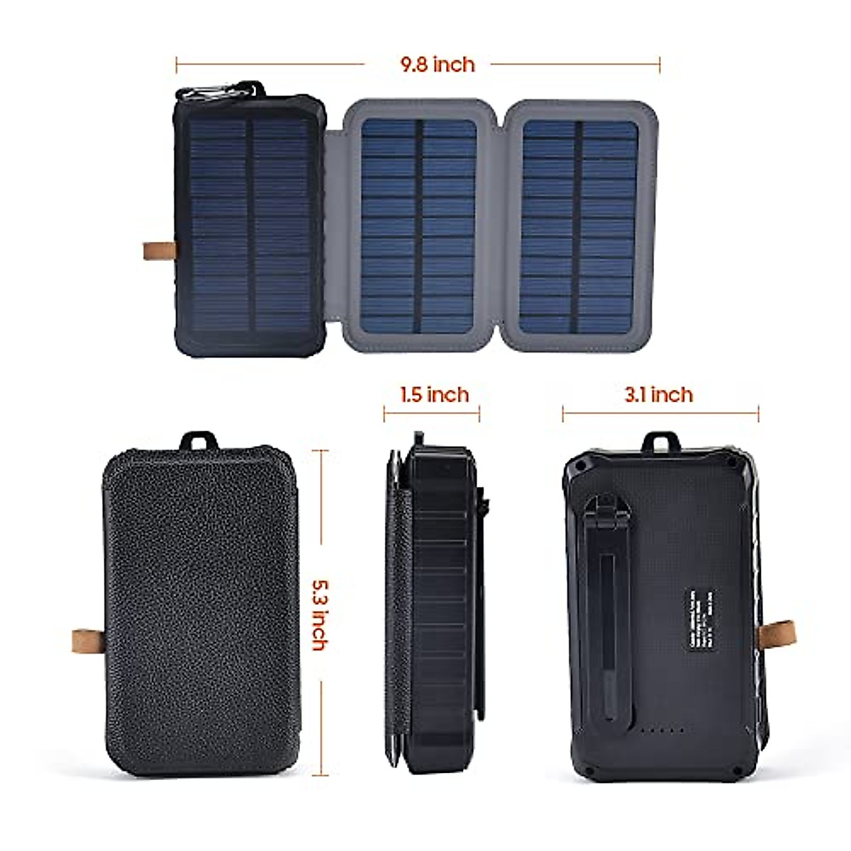 B BZ Solutions Solar Power Bank with Manual Hand Crank Power Generator12000mAh for iPhone, Tablet, Samsung Dual USB Output Emergency LED Light Outdoor Camping Survival Gear