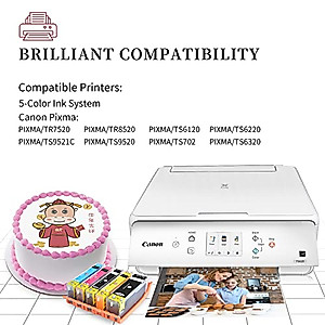 VineonTec Compatible for 280 281 Ink Cartridges, C A K E Maker C A K E Printer Work with PIXMA TS6120 TS6220 TS6320 TS8120 TS8220 TS8320 Printer, (5 Pack)