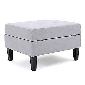 Christopher Knight Home Zahra Fabric Storage Ottoman, Light Grey