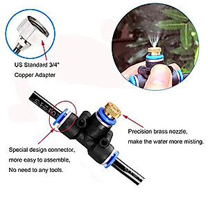 iRuiZhe Misting Cooling System Kit 75.5FT(23M) Misting Line DIY Outdoor Mist Cooling Kit+36 Brass Nozzles Garden Misting Irrigation System for Lawn Patio Garden Greenhouse