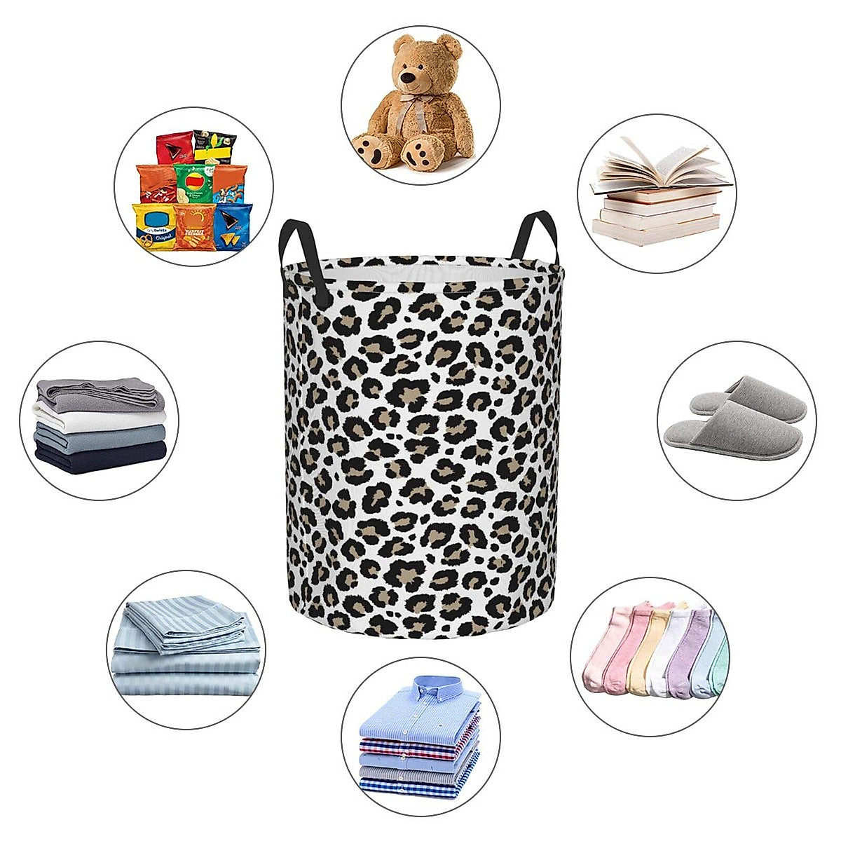 Foruidea Cheetah Leopard Print Laundry Basket,Laundry Hamper,Collapsible Storage Bin, Oxford Fabric Clothes Baskets,Nursery Hamper For Home,Office,Dorm,Gift Basket
