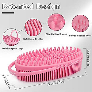 FREATECH 2-Pack Silicone Body Brush - Built-in Loop Handle, Dual-sided Bath Shower Brush Body Scrubber Exfoliator for Deep Cleansing and Massage, Easy to Hold and Hang,Hygiene and Long-lasting