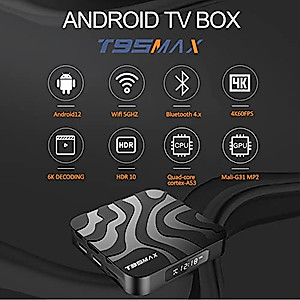 Android 12 TV Box Android Box H618 Chip Quad-core CPU with 2GB RAM 16GB ROM Supports 3D 4K6K H.265 Dual-WiFi 2.4G/5.0GHz Ethernet100M Bluetooth4.0 USB2.0 Mini Smart TV Box T95MAX Android Boxes