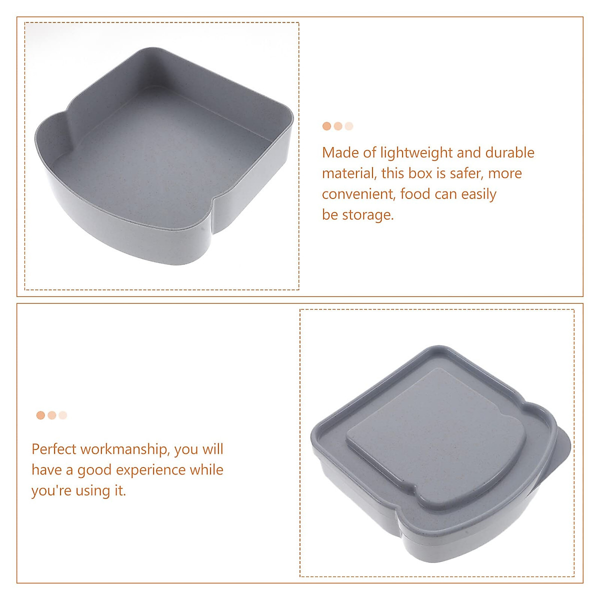 4 Pack of Sandwich Containers Reusable, Plastic Food Storage with Snap-Off for Fruit, Salad, Lunch Box Snacks and Food Storage