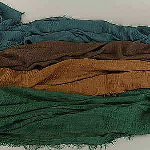 LMVERNA Women wrinkle Scarf Crinkle Muslim Hijab scarves Solid Color Long Wrap Scarf (Dark Green)