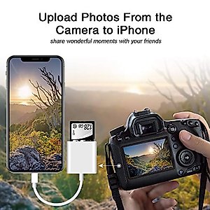 Sd Card Reader for iPhone iPad Camera,Dual Card Slot Memory Card Reader Supports SD and TF Card Trail Camera Viewer Sd Card Adapter Portable Micro Sd Card Reader No Application Required Plug and Play