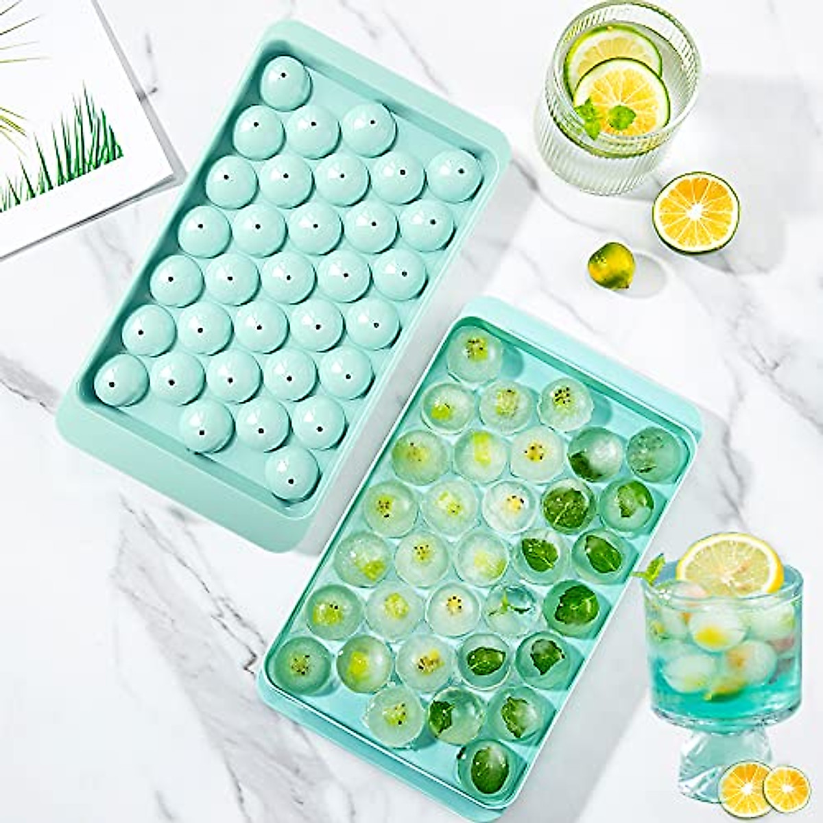Small Circle Ice Cube Trays, Mini Ice Cube Trays for Freezer With Lid, 0.67in X 99PCS Easy Release Sphere Ice Molds, Making Mini Circle Ice Chilling Whiskey Cocktail Juice Coffee Pudding