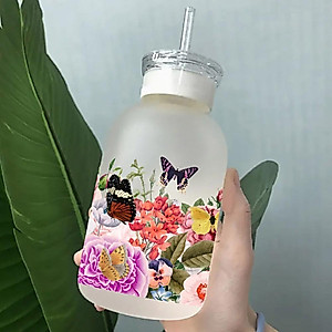 Pink UV DTF Cup Wrap, 1/7Sheets Flower Butterfly Coffee Cup Rub on Transfers for Glass Cups, UV DTF Cup Wrap Transfer Stickers Decals Waterproof Rub on Transfers for Glass Cups Crafts Vintage Iron-on