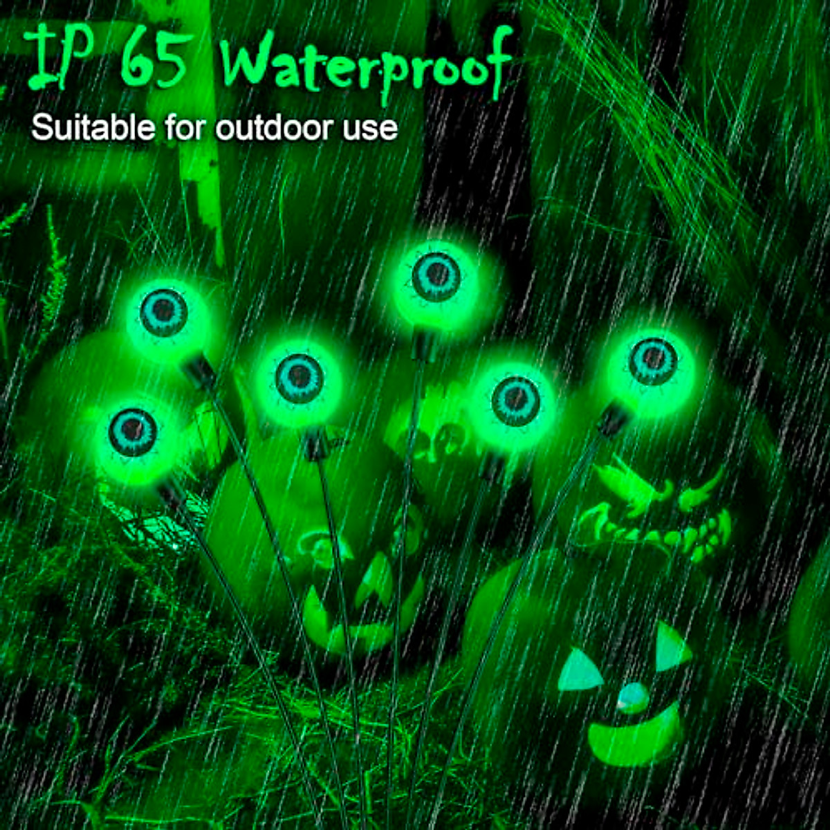 Halloween Decorations Outdoor Solar Lights, 2PACKS 12LED Green Eyeball Swaying Firefly Lights, Waterproof Solar Halloween Pathway Lights for Yard, Garden, Lawn, Lawn, Party