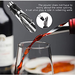 WICKS & WINE STAINLESS STEEL WINE ACCESSORY GIFT SET - BOTTLE OPENER, DRIP RING, BOTTLE STOPPER, WINE POURER