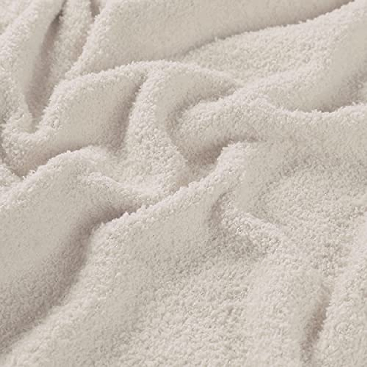Knit Throw Blanket Super Soft Warm Blanket for Couch Lightweight Fluffy Blanket for Bed Sofa 50x60 Inches Cream