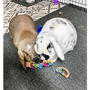 MEWTOGO 3 Pcs Wooden Bunny Toys - Safe Rabbit Toys, Bite-Resistant Guinea Pigs Toys for Chinchillas Hamsters Small Animals Playing Teeth Grinding Indoor Outdoor Bunny Gifts