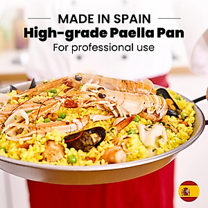 Machika Carbon Steel Pan | Professional Induction Cookware | Premium Polished Skillet for Cooking Mediterranean Food, Steaks & More | Ideal for Restaurants, Catering, Events | 3 Servings | 15 in |