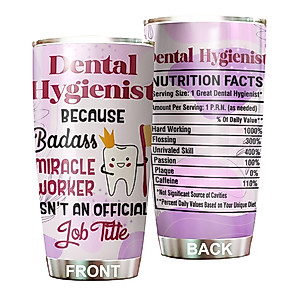 MEDROC Stainless Steel 20oz Tumbler - Funny Dental Hygiene Gifts For Women Men, National Dental Hygienists Week Gifts For Coworker Drinking Coffee Cups (DH03)