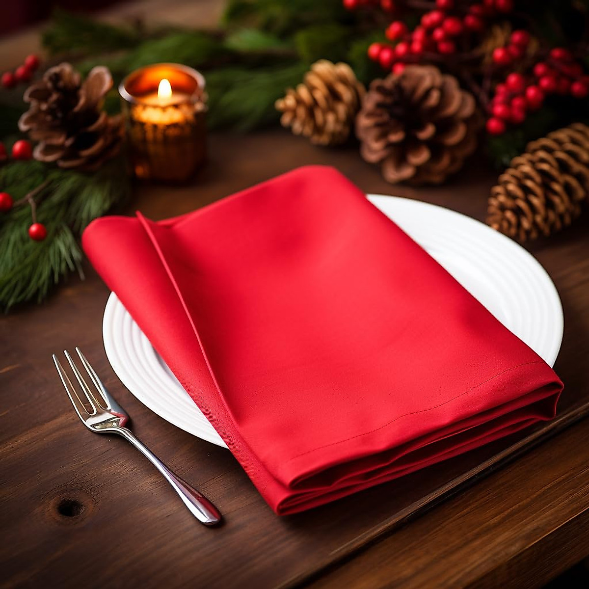 COTTON CRAFT Christmas Red Napkins -12 Pack 100% Cotton Dinner Napkins - All Year Xmas Fall Thanksgiving Celebration Party Gift Holiday Table Napkin - Soft Washable Reusable Cloth Napkin -18x18