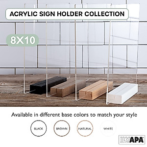 Ilyapa Acrylic Sign Holders with Wood Stands, 4 Pack - 8x10 Inch Blank Table Numbers Set for Wedding, Eye Catching Table Numbers for Wedding Reception