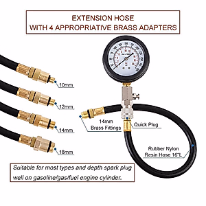 JIFETOR Cylinder Leak Down Tester Kit and Engine Compression Pressure Gauge Test Set