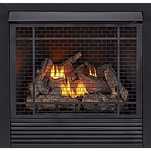 Duluth Forge Dual Fuel Ventless Gas Fireplace System with Mantle, Remote Control, 9 Fire Logs, Use with Natural Gas or Liquid Propane, 32000 BTU, Heats up to 1500 Sq. Ft., Brown