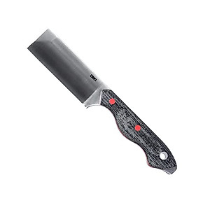 CRKT Razel Fixed Blade Knife: Everyday Carry Plain Edge, D2 Blade Steel, Resin Infused Fiber Handle w/Pocket Carry Sheath 4037,Silver/Black