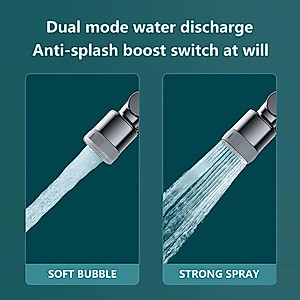 HYERIS 1080° Swivel Faucet Aerator,Twist and Swivel Kitchen Bathroom Sink Aerator,Universal Robotic Arm,Pressurized Water Saving Faucet Aerator & Diverter Valve,Two Water Outlet Modes Nozzle.