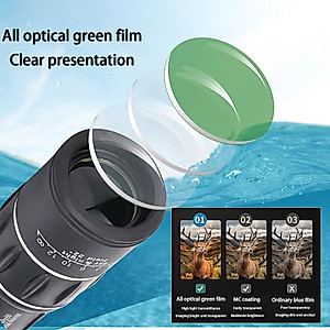 16x52 Monocular-Telescope High Powered Monocular with Smartphone Adapter Tripod FMC Lens & BAK4 Prism for Bird Watching Travel Camping Hiking