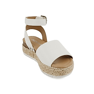 Soda Little Kids/Children/Girls Topic-IIS Espadrille Flatform Wedge Open Toe Sandals (Off-White, us_footwear_size_system, Little Kid, numeric, medium, 2)