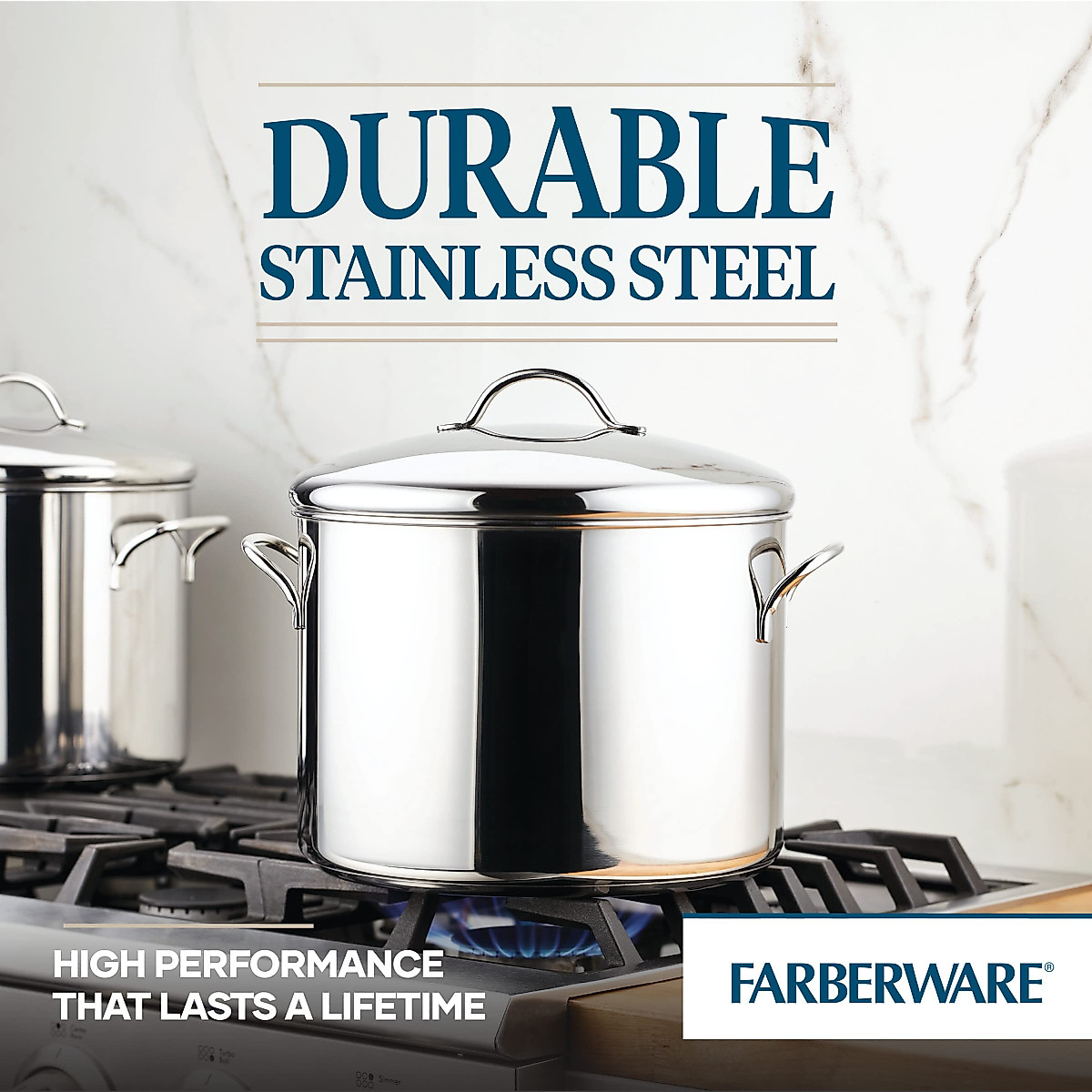 Farberware Classic Stainless Steel Stock Pot/Stockpot with Lid - 16 Quart, Silver