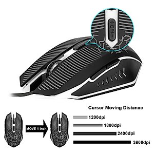 Gaming LED Backlit Keyboard and Mouse Combo CHONCHOW USB Wired Rainbow Key Board Mice Set Mechanical Feeling Compatible with PS4 PC Windows Mac Black