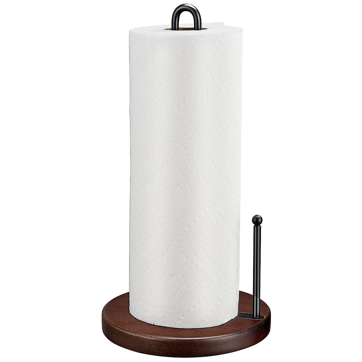 Paper Towel Holder, Paper Towel Holder Countertop, Farmhouse Paper Towel Holder Stand with Real Wood Base, Paper Towel Holders for Kitchen Dining Table Home Decor