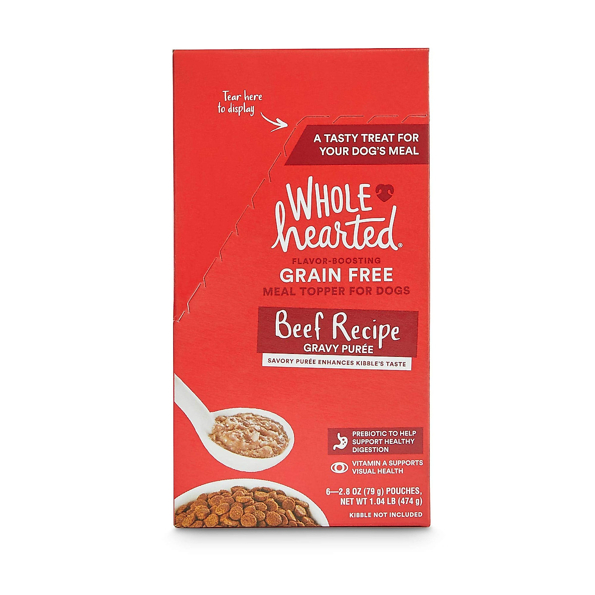 WholeHearted Grain-Free Beef Recipe Gravy Puree Wet Dog Meal Topper, 2.8 oz., Case of 6