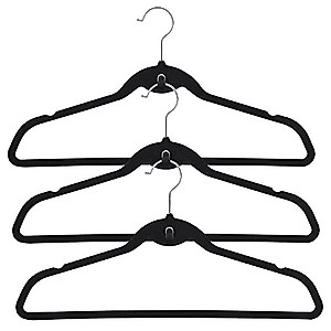 Topeakmart Premium Cascading Velvet Hangers 100 Pack - Non Slip Hangers with Cascading 360 Swivel Hooks Black-Space Saving Clothes Hangers