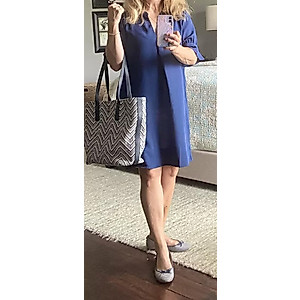 Wkior Women's Shift Dresses Elegant Summer V Neck Casual Flowy Swing Dress Blue S