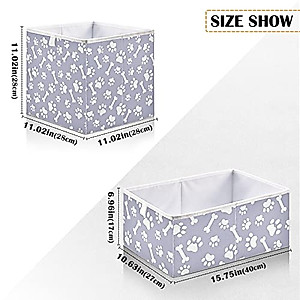 CaTaKu Bone Paw Purple Storage Baskets Large Rectangular Storage Bins Baskets for Organizing Fabric Collapsible Storage Organizer for Shelves