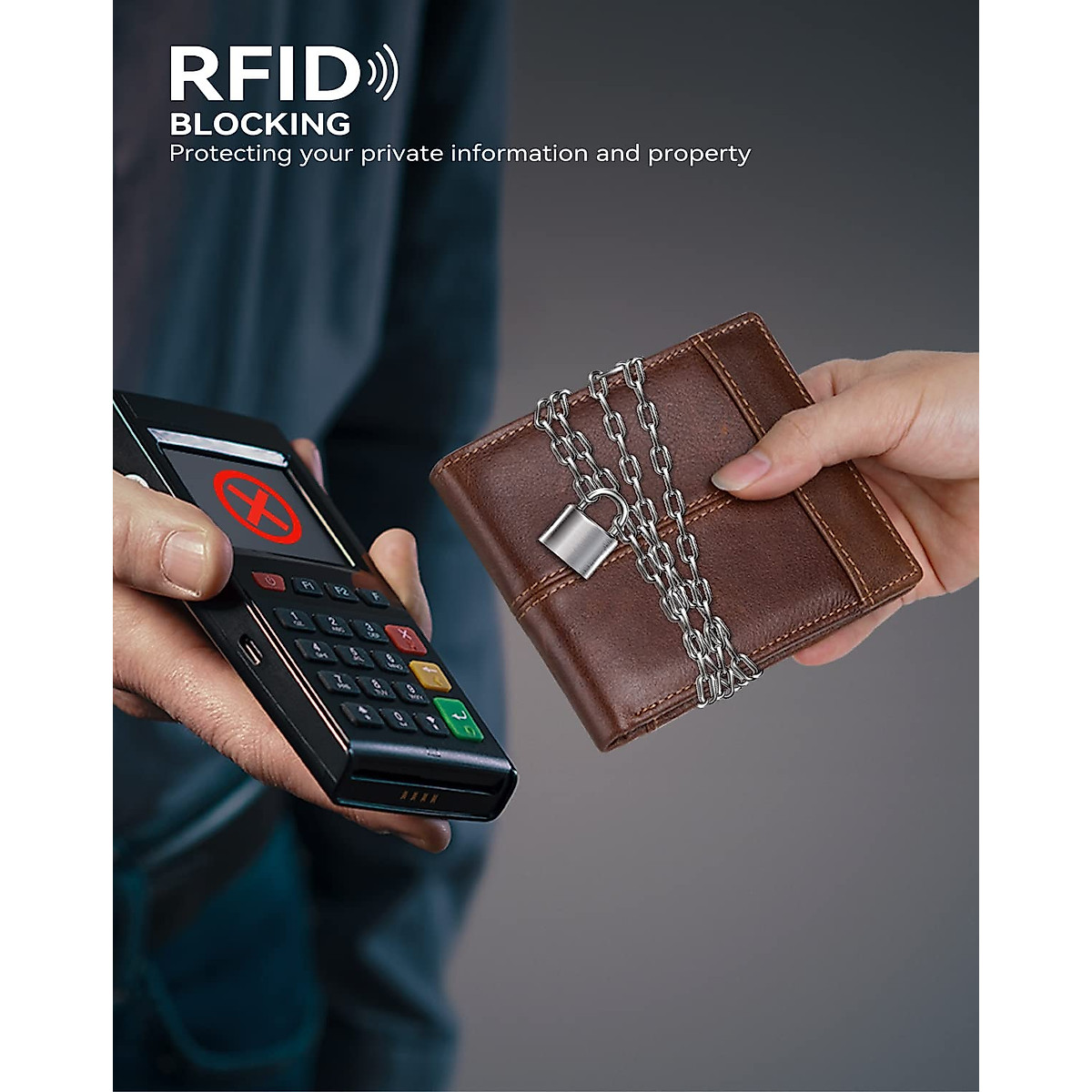 Swallowmall Mens Wallet RFID-Blocking Genuine Leather Slim Bifold Wallets for Men Leather Wallets Minimalist Front Pocket ID Window 8 Cards Holders Gift Box