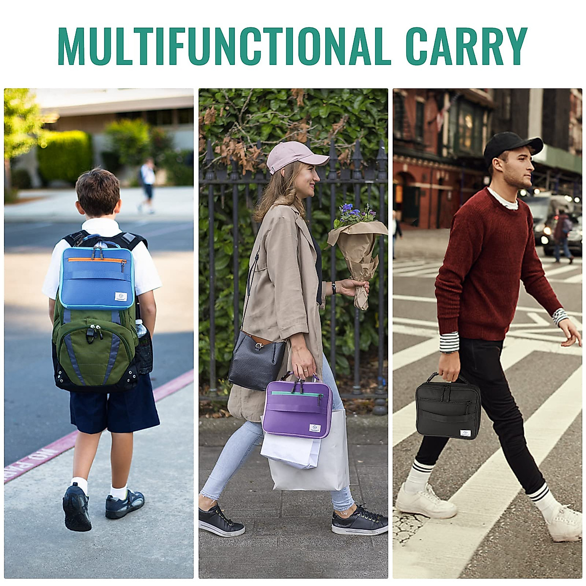 2 Insulated Lunch Bags (Black & Green)