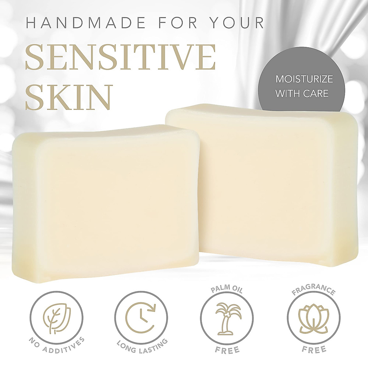 Natural Tallow Bar Soap for Men and Women, 4 oz - Handmade Soap Bar for Sensitive Skin to Help Relieve Symptoms of Eczema - Unscented Body Soap for Adults, Kids with No Additives, Palm Oil-Free