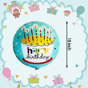 24 Pcs Happy Birthday Foil Balloons 18 inch Round Helium Floating Mylar Balloon Inflatable Balloons for Birthday Party Decorations Supplies,12 Patterns