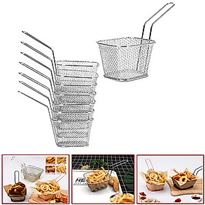 WINHONW 8pcs Mini Square Fry Basket French Fries Basket 4.1x3.3x2.6Inches, Table Serving fryer Baskets Mini Fryer Serving Food Presentation Basket Kitchen