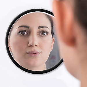 REVELÉ 12X Magnifying Makeup Mirror, Portable Round Hand Mirror with 2 Suction Cups for Wall Mounting, Use for Makeup Application, Tweezing, and Blackhead/Blemish Removal