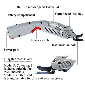 MXBAOHENG Wbt-1 Electric Fabric Scissors Cordless Fabric Shears Rechargeable Cloth Cutter for Carpet/Leather/Rubber/Paperboard (1 Battery & AB Blade)