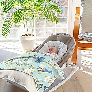 Kigai Floral Bird Pattern Baby Blanket for Boys Girls, Swaddle Blankets Soft Cozy Nursery Receiving Blankets Travel Blanket Throw Blankets for Toddler Newborn, 30 x 40 Inch