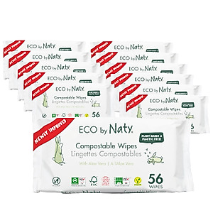 Eco by Naty Aloe Vera Baby Wipes – Plant Based Wipes, Compostable Baby and Newborn Hypoallergenic Wipes, Great for Baby Sensitive Skin (672 Count - 12 packs of 56)