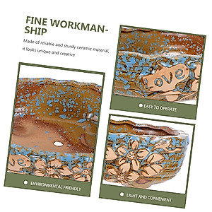 YARNOW 1pc Love with Office for Porcelain Cactus Planters Simple Bonsai Drainage Flowerpot Floral Shallow Glazed Adornment Garden Large Ceramic Vintage Gift Chic Style Succulent Hole