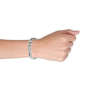 Bling Jewelry Biker Handcuff For Mens For Women Bracelet Bangle Cubic Zirconia Accent Silver Tone Stainless Steel