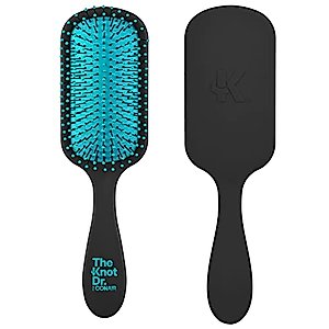 The Knot Dr. for Conair Hair Brush, Wet and Dry Detangler with Storage Case, Removes Knots and Tangles, For All Hair Types, Black/Blue