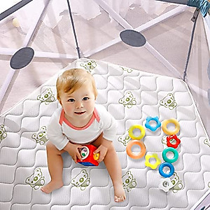Hexagon Playpen Mat, Premium Foam Baby Playmat Fits Regalo Portable Play Yard 48 Inch and hiccapop 53" PlayPod Playpen, 6 Panel Playpen Mattress Non Slip Kids Tent Mat Hexagon Pad Mat