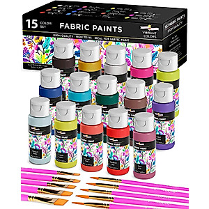 Permanent Fabric Paint for Clothes, 16 Colors - Fabric Paint for Canvas Textile Paint Cloth Paint Fabric Paint Set Fabric Paints Child Safe Paint for Fabric with 10 Brushes & Storage Box (60ml each)