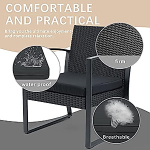 BPS 3 Pieces Patio Furniture Set, Outdoor Rattan Wicker Chairs with Table, 3 Pcs Sofa Set with Cushion, Conversation Furniture for Garden Poolside